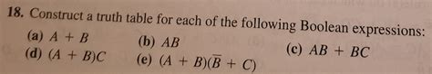 Solved Construct A Truth Table For Each Of The Following Chegg