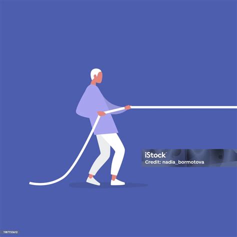 줄다리기 밧줄을 당기는 젊은 남성 캐릭터 개념적 일러스트 밧줄에 대한 스톡 벡터 아트 및 기타 이미지 밧줄 인간 손 잡아