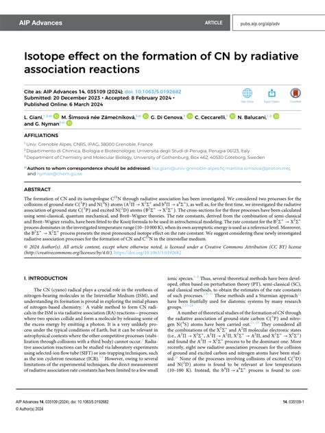 Pdf Isotope Effect On The Formation Of Cn By Radiative Association Reactions