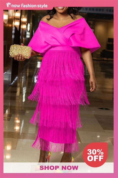 Rose Red Elegant Solid Tassel Patchwork V Neck Evening Dress Dresses