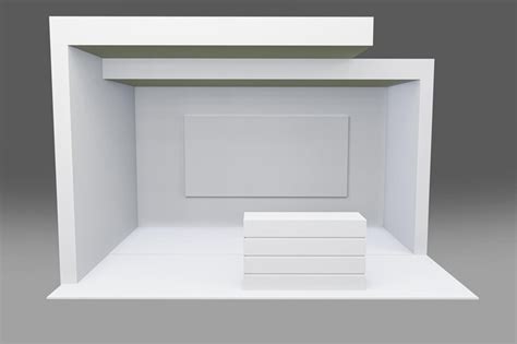 색 창의적인 전시 스탠드 디자인 부스 템플릿 3d 일러스트레이션 프리미엄 사진