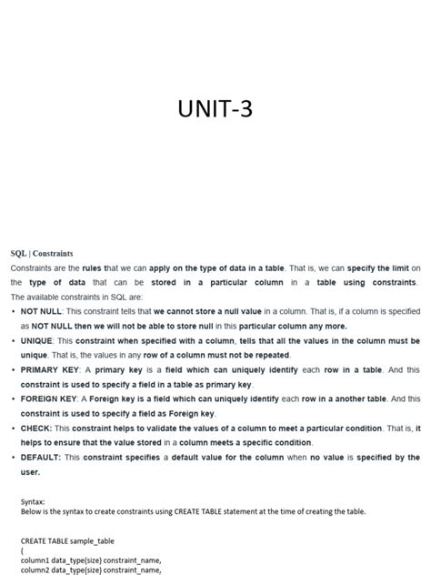 dbms unit 3 pdf pl sql sql
