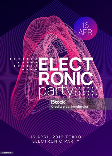 디스코텍 전단지 콘서트 커버 파티 트랜스 템플릿 블루 페스트 세트 사이키델릭 오디오 초대 테크노 포스터 바이올렛 댄스 디자인 그린 디스코텍 전단지 Dj에 대한 스톡 벡터