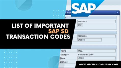 Sap Sd Transaction Codes And Tables R Mechprojectreports