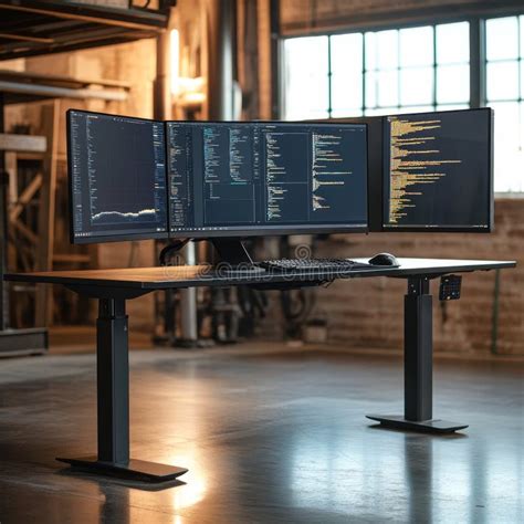 Highly Rendering Of Modern Office Workspace With Computers 3d