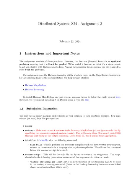 Distributed Systems Assignment Hadoop Mapreduce Problems