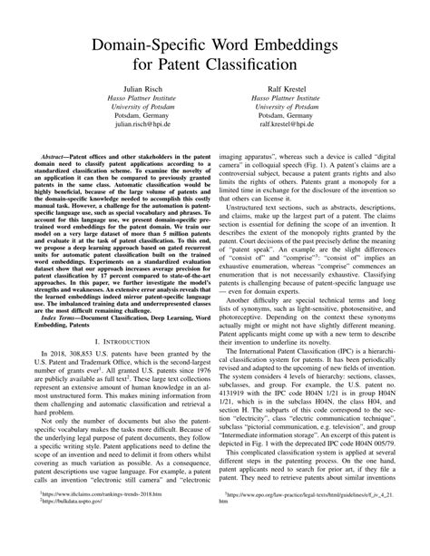 Pdf Domain Specific Word Embeddings For Patent Classification