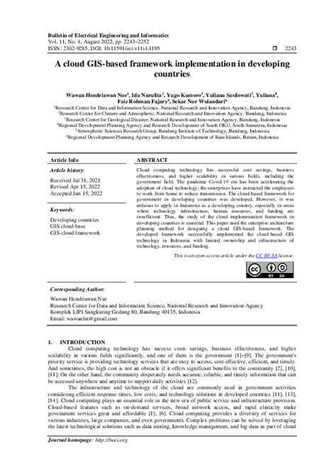 Pdf A Cloud Gis Based Framework Implementation In Developing Countries