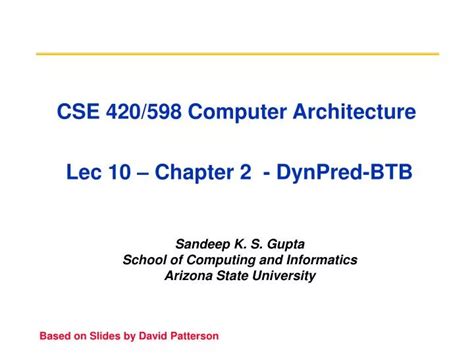 ppt cse 420 598 computer architecture lec 10 chapter 2 dynpred