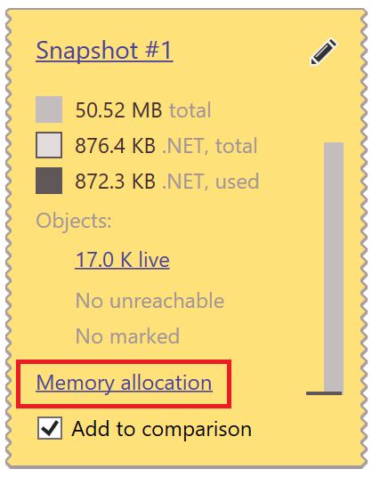 Analyze Memory Allocation Dotmemory Documentation