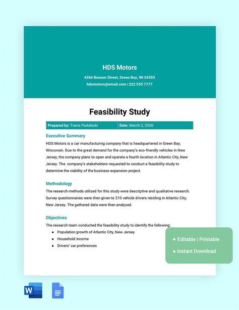Free Feasibility Study Templates And Examples Edit Online And Download