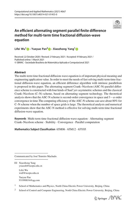 Pdf An Efficient Alternating Segment Parallel Finite Difference
