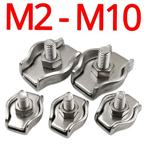 M2 M3 M4 M5 M6 M8 M10 와이어 로프 클램프 304 스테인레스 스틸 콜릿 래치 더블 클램프 고정 조인트 스크류