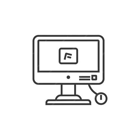 Computer Minimalist Line Art Icon Logo Symbol Icon Black Color Only