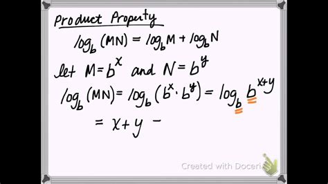 Product Property Of Logarithms Youtube