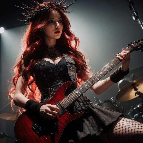 A Close Up Of A Woman With A Guitar On Stage Seaart Ai