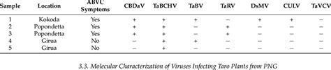 Virus Indexing In Taro Plants With And Without Symptoms Of Abvc