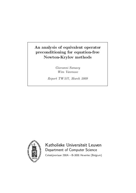 Pdf An Analysis Of Equivalent Operator Preconditioning For Equation