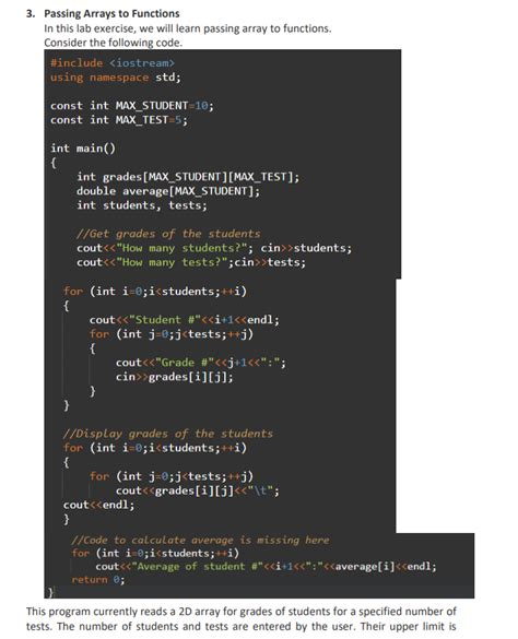 Solved Passing Arrays To Functions In This Lab Exercise Chegg Com