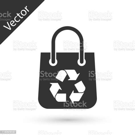 흰색 배경에 고립 된 재활용 아이콘 회색 종이 쇼핑 가방 재활용 기호가 있는 가방 벡터 일러스트 가방에 대한 스톡 벡터 아트 및 기타 이미지 Istock