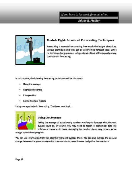 Module Eight Advanced Forecasting Techniques Course Cloud