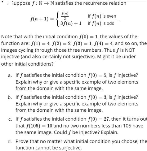 Solved Suppose F N â† N Satisfies The Recurrence Relation Fn