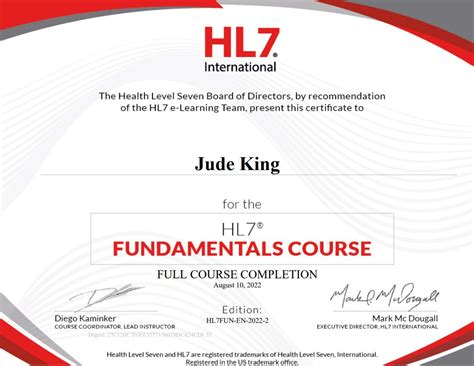 Jude King On Linkedin I Am Pleased To Announce That I Have Completed The Hl7 Fundamentals…