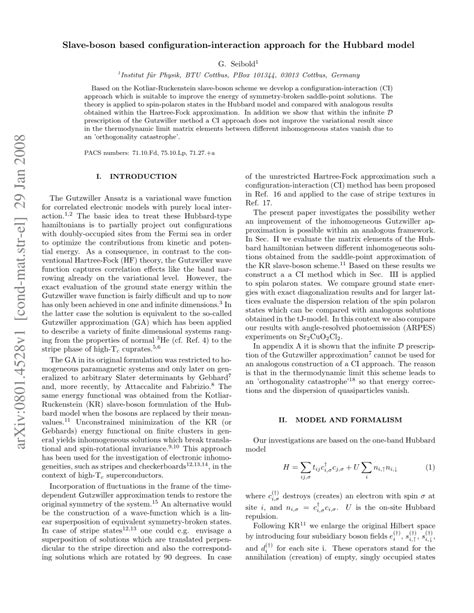 Pdf Slave Boson Based Configuration Interaction Approach For The