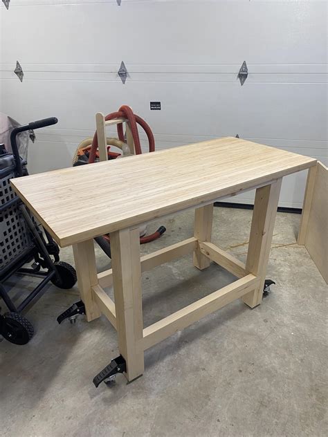 Basic Workbench With A Piece Of Leftover Bamboo Countertop Very Hard