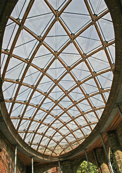 the completed gridshell from below timber architecture timber