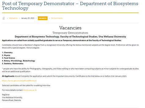 Demonstrator Uva Wellassa University