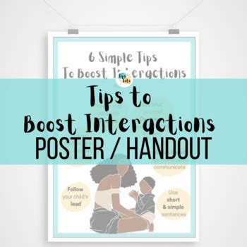 6 Tips To Boost Interactions A4 Posterhandout By Tips For Tots Tpt
