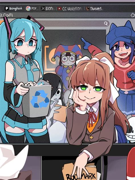 Bongfill Hatsune Miku Mita Miside Monika Doki Doki Literature Club Pomni The Amazing