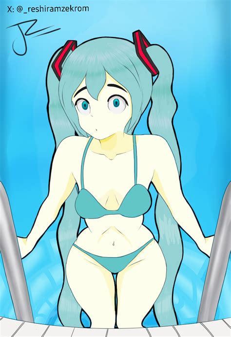 Rule 34 Anime Style Bikini Bikini Bra Blue Eyes Blue Hair Bra Breasts Breasts Clavicl3