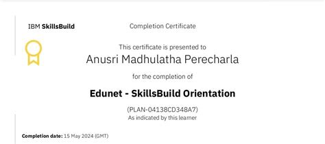 Perecharla Anusri Madhulatha On Linkedin Edunet Ibmskillsbuild