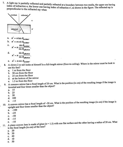 Light Refraction Practice Problems