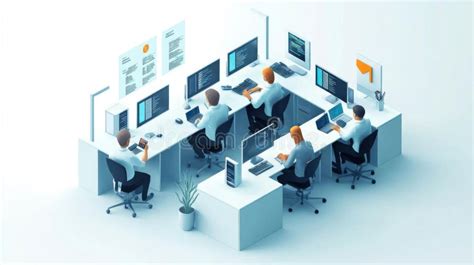 Group Of Developers Work In Office On Coding With Clean Workspace Theme