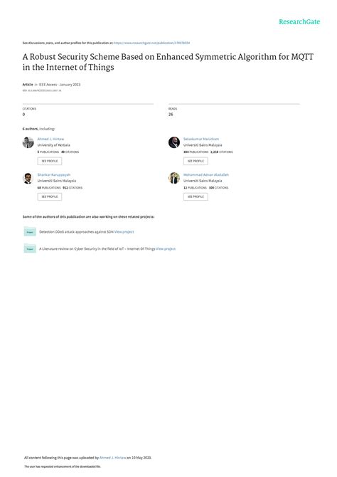 arobust security scheme basedon enhanced symmetric algorithmfor mqttinthe internetof things