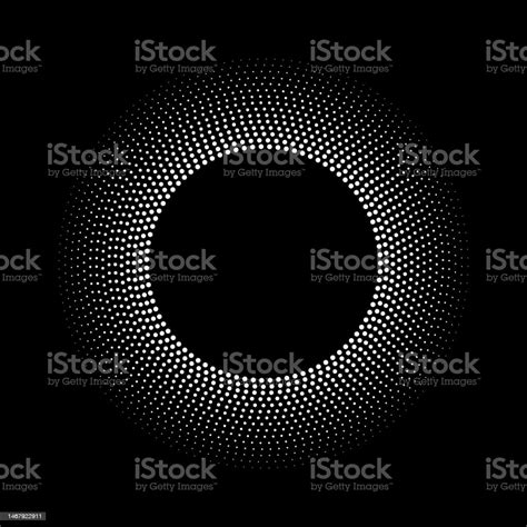 Orbital Dots Radial Size Gradient From White To Black Stock