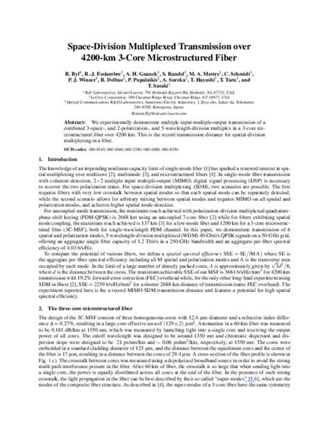Pdf Space Division Multiplexed Transmission Over 3 X 3 Coupled Core Multicore Fiber
