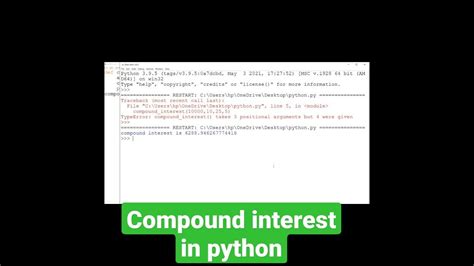 Compound Interest In Python Youtube