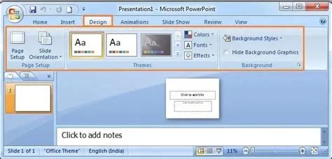 ms powerpoint design tab in hindi