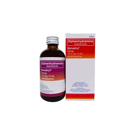 Benadryl Diphenhydramine Hydrochloride 125mg 5ml Syrup 120ml Price