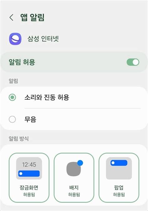 갤럭시 삼성 인터넷 브라우저 알림 차단 및 허용 설정하기 Bullroit