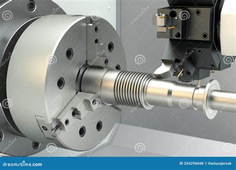 CNC Lathe Machine D Illustration Stock Illustration Illustration Of Lathes Cutting