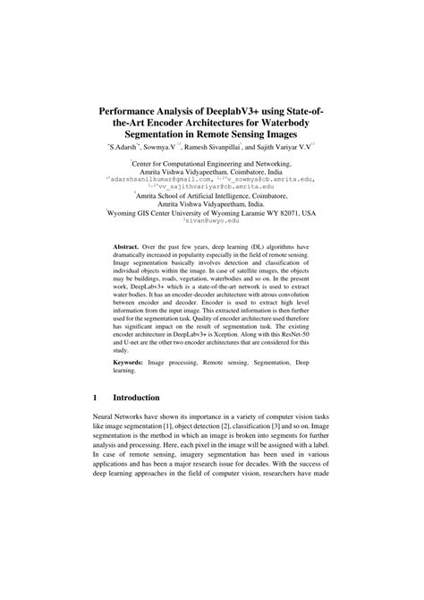 Pdf Performance Analysis Of Deeplabv3 Using State Of The Art Encoder