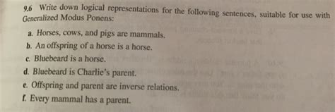 solved write down logical representations for the following