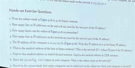 Solved Hands On Exercise Questions 1 Write The Subnet Mask