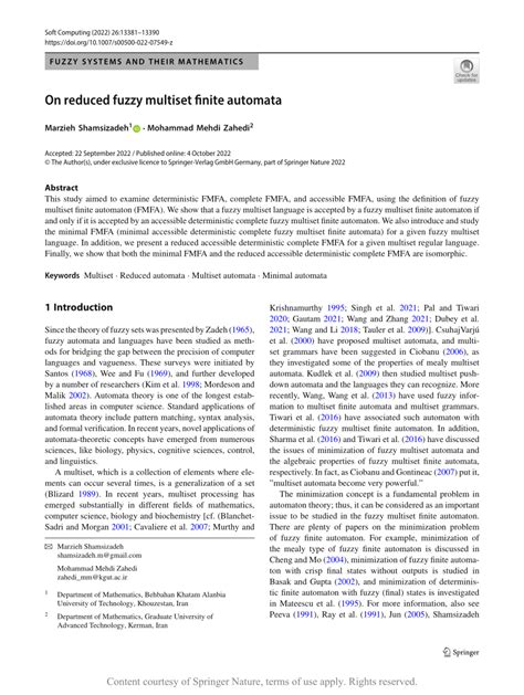 On Reduced Fuzzy Multiset Finite Automata Request Pdf