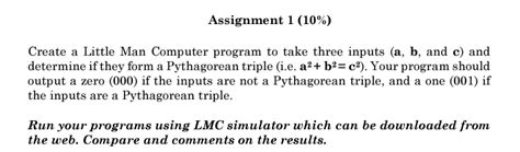 solved assignment 1 10 create a little man computer